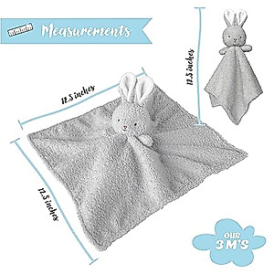 Our 3 M's Bunny Baby Security Blanket - Gray Baby Lovey - Baby Security Blankets for Girls and Baby Boy Gifts - Super Soft Blanket for Newborn