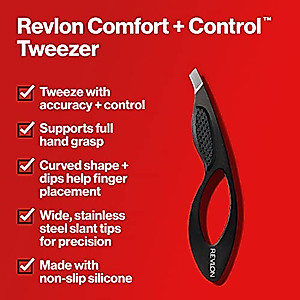 Revlon Revlon Comfort and Control Tweezer, Easy to Use Eyebrow Tool with Wide Grip, 1 count