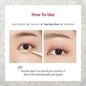 ETUDE Tear Eye Drop Liner 8g #3 Pure Sparkling Pearl (21AD) | Long-Lasting Liquid Glitter Eye Makeup with Shiny Magical Sparkle | K-Beauty