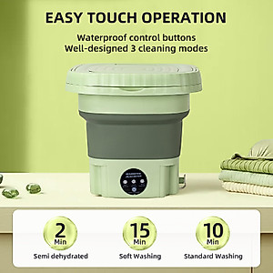 Portable Washing Machine, Mini Washer, 11L upgraded large capacity Foldable Washing Machine, Deep Cleaning for Underwear, Baby Clothes, or Small Items, Suitable for Apartments, Dorm, Hotels (Green)