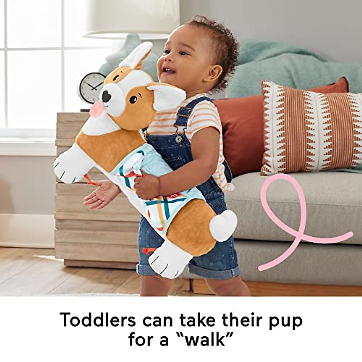 Fisher-Price Baby Tummy Time Toys, 3-in-1 Plush Puppy Wedge with BPA-Free Teether Rattle and Mirror Toys