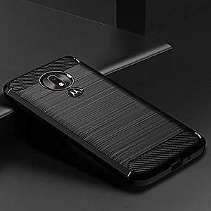 Moto G7 Power Case,Moto G7 Supra Case,Slim Soft Skin Silicone TPU Flexible Rubber Lightweight Shock Absorption Anti-Scratch Protective Case Cover for Motorola G7 Power,Brushed Black