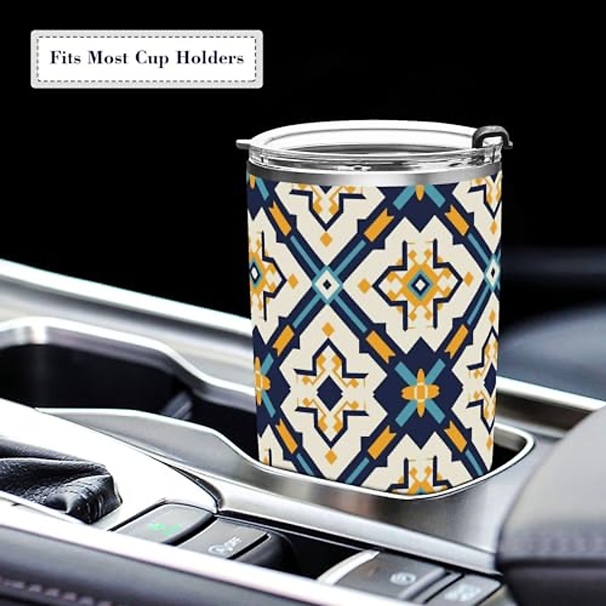 Flat Geometric Pattern Maltese Cross Stainless Steel travel coffee cup Leak-proof Lid and Straw coffee mugs for hot and cold drinks modern vacuum insulated tumbler with lid 20 OZ