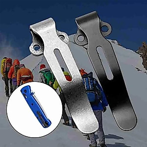 2 Pack Deep Carry Pocket Clips with 4 Pieces Screws, Pocket Knife Clip Compatible with Bug-Out 535，Stainless Steel Knife Pocket Back Clip,Anodized Finish，Replacement for Benchmade Bugout 535 and More