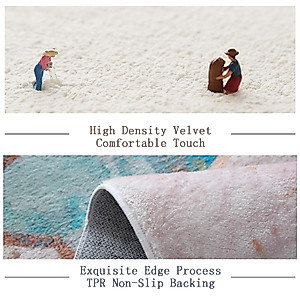 FINOREN Artistic Abstract Area Rug.Lattice-Lake Blue,5x7 Feet,Suitable for Bedroom,Living Room,Apartment,Machine Washable Non-slip Soft Modern Interior Rug,Smudge-proof,Non-shedding.