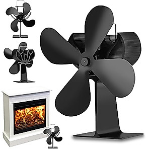 Stove Fan, 4-Leaves Heat Powered Wood Stove Fan, Energy-Saving Fireplace Fan, Thermoelectric Fan Eco Fans, Fireplace Blower Fan Kit for Log Burner