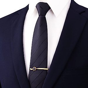 CLEECOO Men’s Tie Clip and Cufflinks Set with Gift Box (6pcs Tuxedo Studs Giveaways) for Wedding Anniversary Birthday or Business