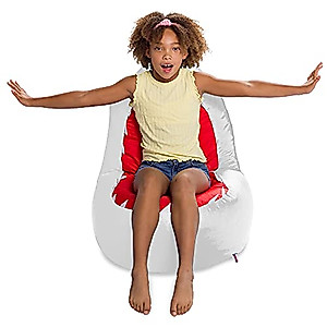 Posh Creations Stuffed Animal Chair for Kids, Toy Organizer, Cover Large 30" Children's Bean Bag, White Shark