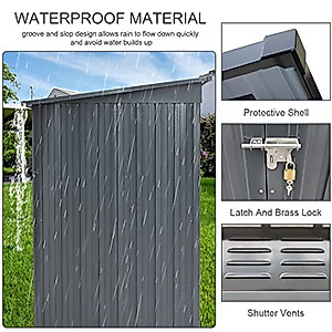 6' x 4' Storage Shed, Black Outdoor Storage Metal Shed with Floor Frame＆Lockable Doors,Waterproof Tool Storage Shed for Yard Patio Lawn,Perfect to Store Pool Furniture,Bike,Garbage Can,No Floor