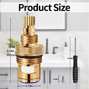 Brass KSRPL3200HC&Brass KSRPL3200CC Ceramic Cartridge Replacement Parts Set, Compatible With CC Basin Faucet Cold Ceramic Cartridge & Hot Ceramic Cartridge, 2-1/8"
