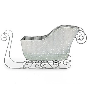 The Lucky Clover Trading Glitter Sleigh Basket - Large 10in Container, Silver