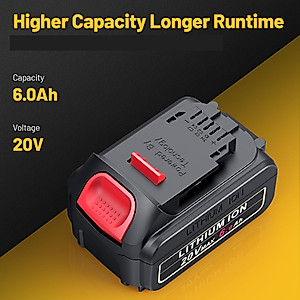 Futurebatt 20V Max Battery for DEWALT 20-Volt MAX Tools 6.0Ah Lithium Battery Replacement DCB206 DCB205 DCB204 DCB203 DCB201 DCB200 DCB181 DCB180 DCD DCF DCG DCS Series
