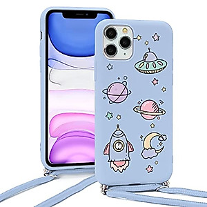 KAPUCTW for Apple iPhone SE 2022/2020/7/8 Case with Strap Crossbody Lanyard Case, Soft TPU with Adjustable Nylon Lanyard Neck Holder, Design Phone Lanyards for iPhone SE 3 4.7 inch,Star Rocket