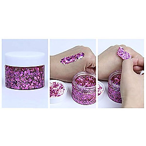 DAWILS Face Glitter Peel Off Chunky Glitter Gel Face Makeup Holographic Chunky Glitter Body Peel Off Formula Cosmetic Glitter Glue Pink