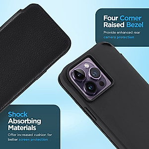 Case-Mate Wallet Folio iPhone 14 Pro Max Case - Black [10ft Drop Protection] [Compatible with MagSafe] Magnetic Flip Folio Cover Made w/ Genuine Pebbled Leather, Landscape Stand, Cash and Card Holder