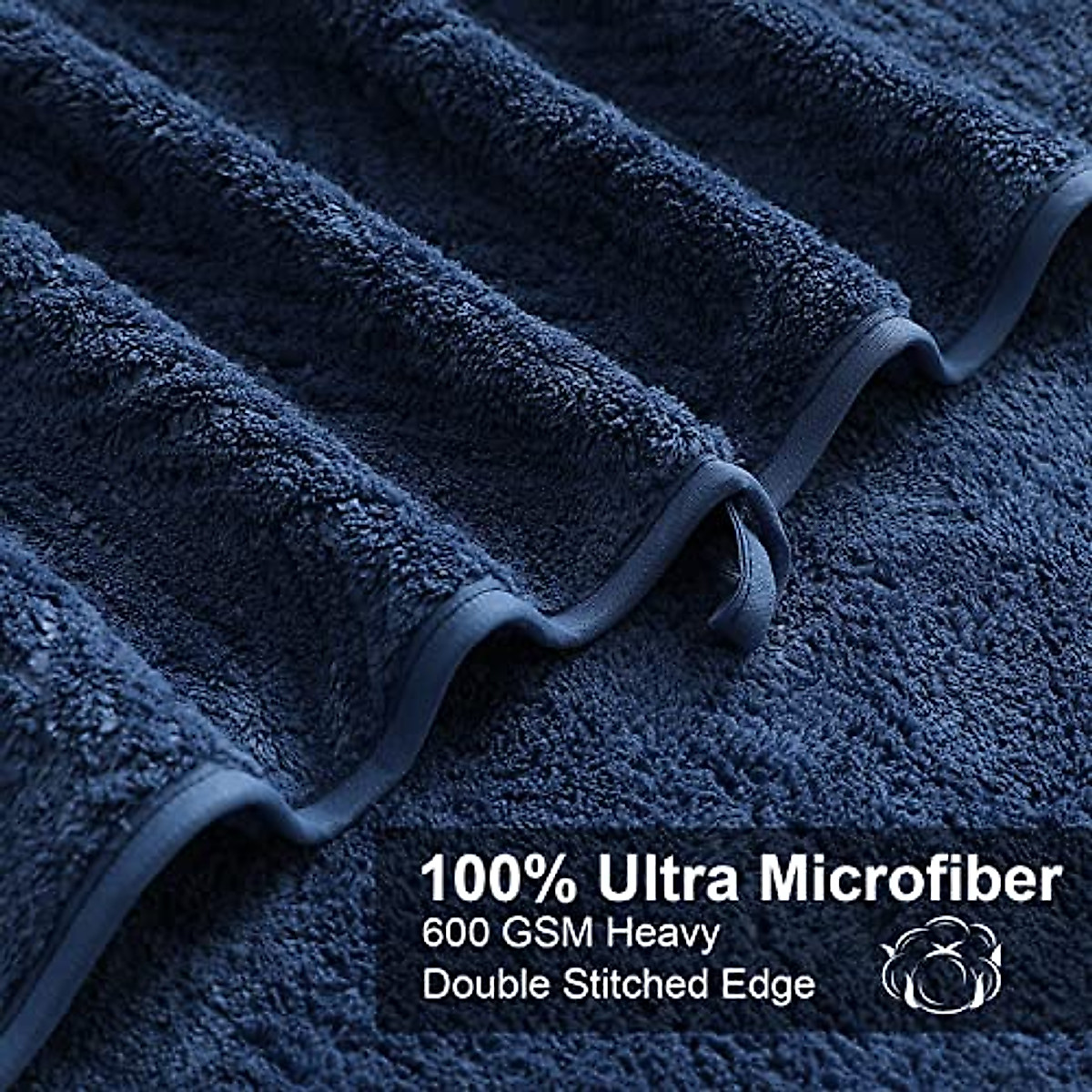 Tigona 4 Pack Bath Towels Extra Large 35"x 70"Highly Absorbent Quick Dry Large Bath Towels Oversized Microfiber Bath Sheets Soft Bulk Towels for Bathroom Kitchen Spa Hotel Gym Pet(Navy)