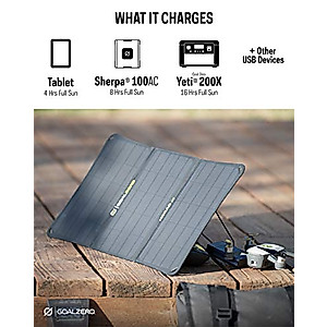 Goal Zero Nomad 20, Foldable Monocrystalline 20 Watt Solar Panel with 8mm + USB Port, Portable Solar Panel Charger. Lightweight 18-22V 20W Solar Panel Charger with Adjustable Kickstand
