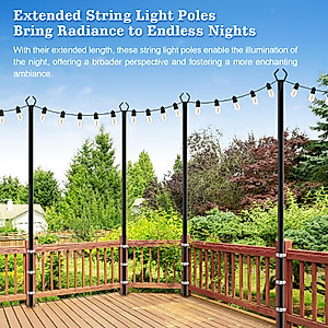 4 Pack String Light Poles,10 Ft Metal Poles with Fork for Outdoor String Lights,Outdoor Light Poles with Fork,Poles/Post/Stand for Outside,Patio,Deck,Backyard,Garden Wedding,Party