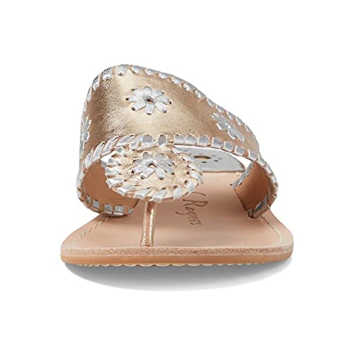 Jack Rogers Women's Jacks Flat Sandal, Platinum/Silver Metallic Nappa, 9.5