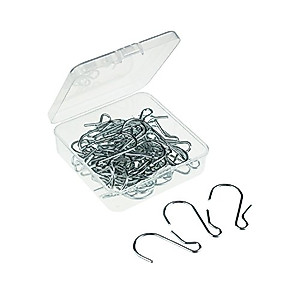 LJY 50 Pieces Clip Type Pot Rack Hanging Grid Hooks S Shaped Metal Hangers with Plastic Storage Box for Kitchen Bedroom Office Wire Shelving Pegboard