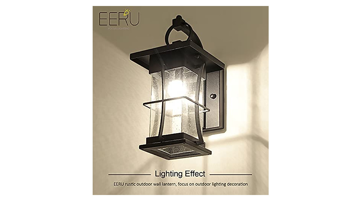 EERU Waterproof Outdoor Wall Sconces | Modern Black Lanterns