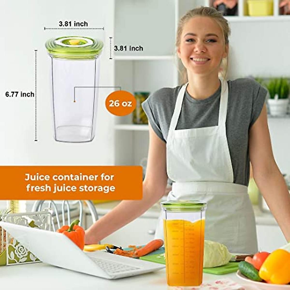 Shop LC Food Saver Containers for Vacuum Seal - BPA Free - Preserve Juice & Liquid for Longer, Stackable, Airtight Juice Container (1 pcs + Vacuum Sealer Pump)