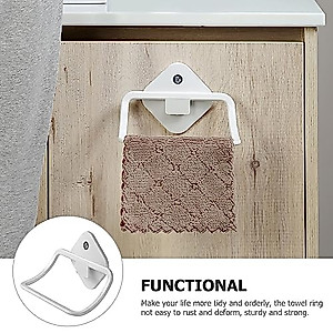White Towels Bathroom Towel Ring Towel Rack Wall Mounted Hand Towels Holder Towel Hanger Hand Towel Rod for Bathroom Organizer Kitchen Storage Plastic Organizers