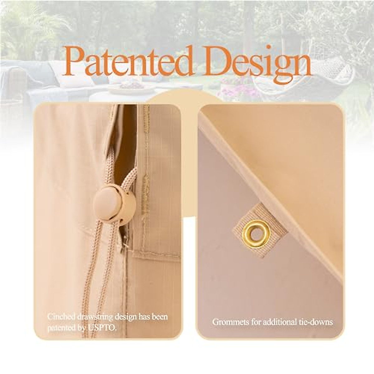 WJ-X3 Outdoor Waterproof Patio Chaise Lounge Covers, UV Resistant Fabric, Outdoor Lounge Chair Covers, 32W x 80D x 42H, Beige, 2 Pack