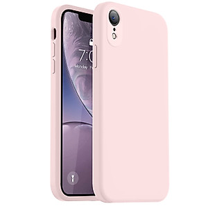 Vooii Compatible with iPhone XR Case, Upgraded Liquid Silicone with [Square Edges] [Camera Protection] [Soft Anti-Scratch Microfiber Lining] Phone Case for iPhone 10 XR 6.1 inch - Chalk Pink