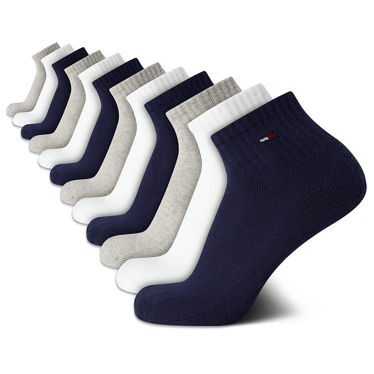 Tommy Hilfiger Men's Quarter Socks - 12 Pack Soft Cushion Athletic Ankle Socks for Men - Breathable Men's Sports Socks, Size 7-12, Navy Multi