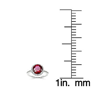 Ice Gems Sterling Silver Simulated Ruby and Cubic Zirconia Round Halo Ring, Size 8