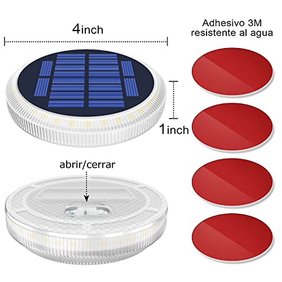 WILLED Solar Step Lights Outdoor, Warm White Solar Deck Lights IP65 Waterproof, Solar Powered Step Lights for Stairs, Post Cap, Fence, Driveway, Walkway, Pathway, Patio, Garden, 4 Pack