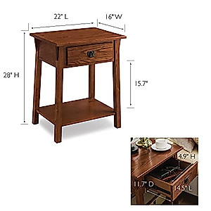 Leick Home Favorite Finds Nightstand Table with Shelf, Russet/Blackened