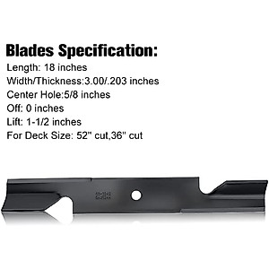 Grasscool 482878 Mower Blades for Scag Tiger Cub Wildcat Turf Tiger 36'' 52'' Deck Lawn Mower Replace Ferris 21227S 5101756s 5021227 Scag 482462 481711 48108 Encore 481707(3 Pack)