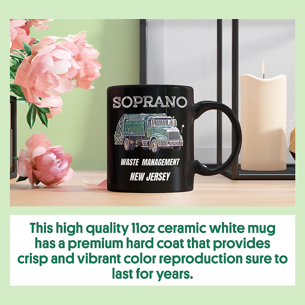 Tuantuyetvoi Soprano Garbage Truck Waste Management Black Coffee Mug 11oz…