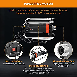 BEAMNOVA Electric Concrete Vibrator Handheld 11000 Vibration Per Minute 2HP with Shaft of 14-3/4 Feet