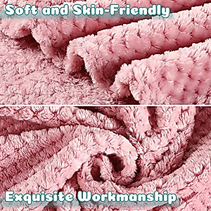 4 Pack Baby Fuzzy Blanket 30" x 40" Fluffy Waffle Flannel Fleece Baby Blanket for Newborn Infant Baby Receiving Blanket for Crib Stroller Travel Decorative (Light Blue, Pink, Beige, Gray)