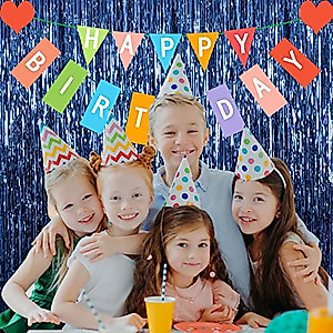 10 Pack Foil Curtain Backdrop Blue Metallic Tinsel Foil Fringe Curtains Photo Booth Props for Birthday Wedding Engagement Baby Shower Bachelorette Christmas Holiday Celebration Party Decorations