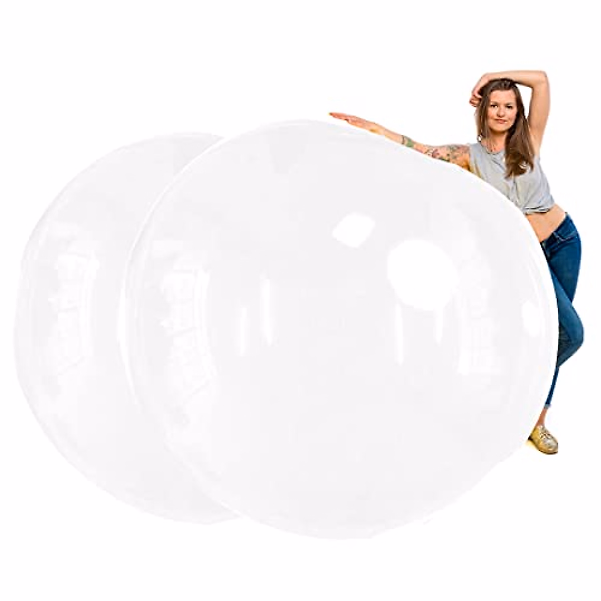 TILCO BALLOONS | Pack x2 Giant Balloons White 72 Inch Jumbo | Ready to Inflate With Air, Helium or Fill With Water | Decorate Your Birthday, Graduations, Events or Weddings | Balloon to Get Inside