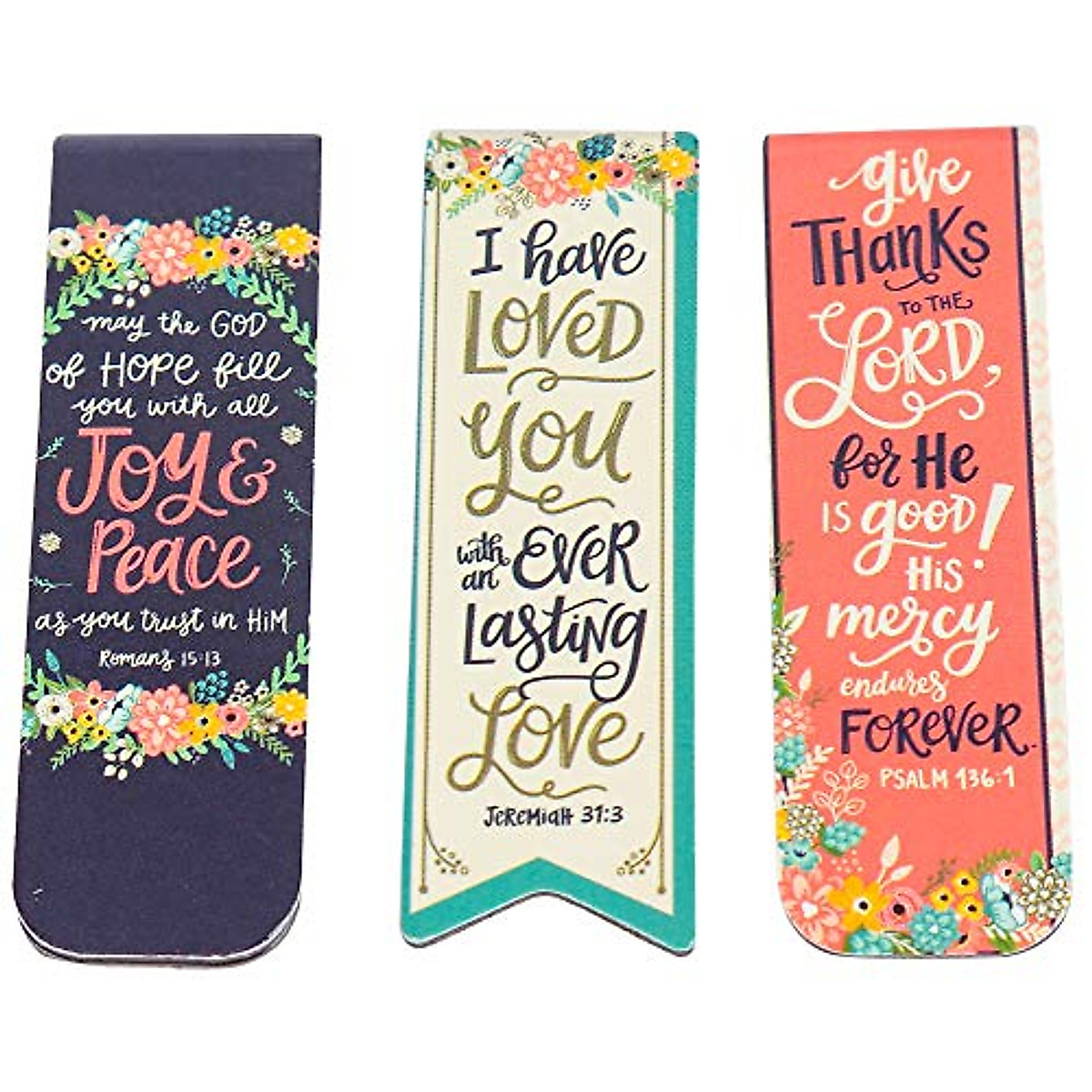 Salt & Light, Flower Pattern Magnetic Bookmarks, 6 Bookmarks