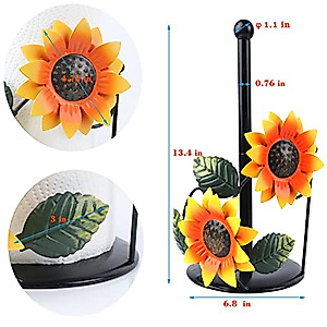 Sunflower Paper Towel Holder Countertop Kitchen Paper Towel Holder Stand Farmhouse Yellow Sunflower Kitchen Decor Accessories Metal Paper Rack Heavy Duty Rustic