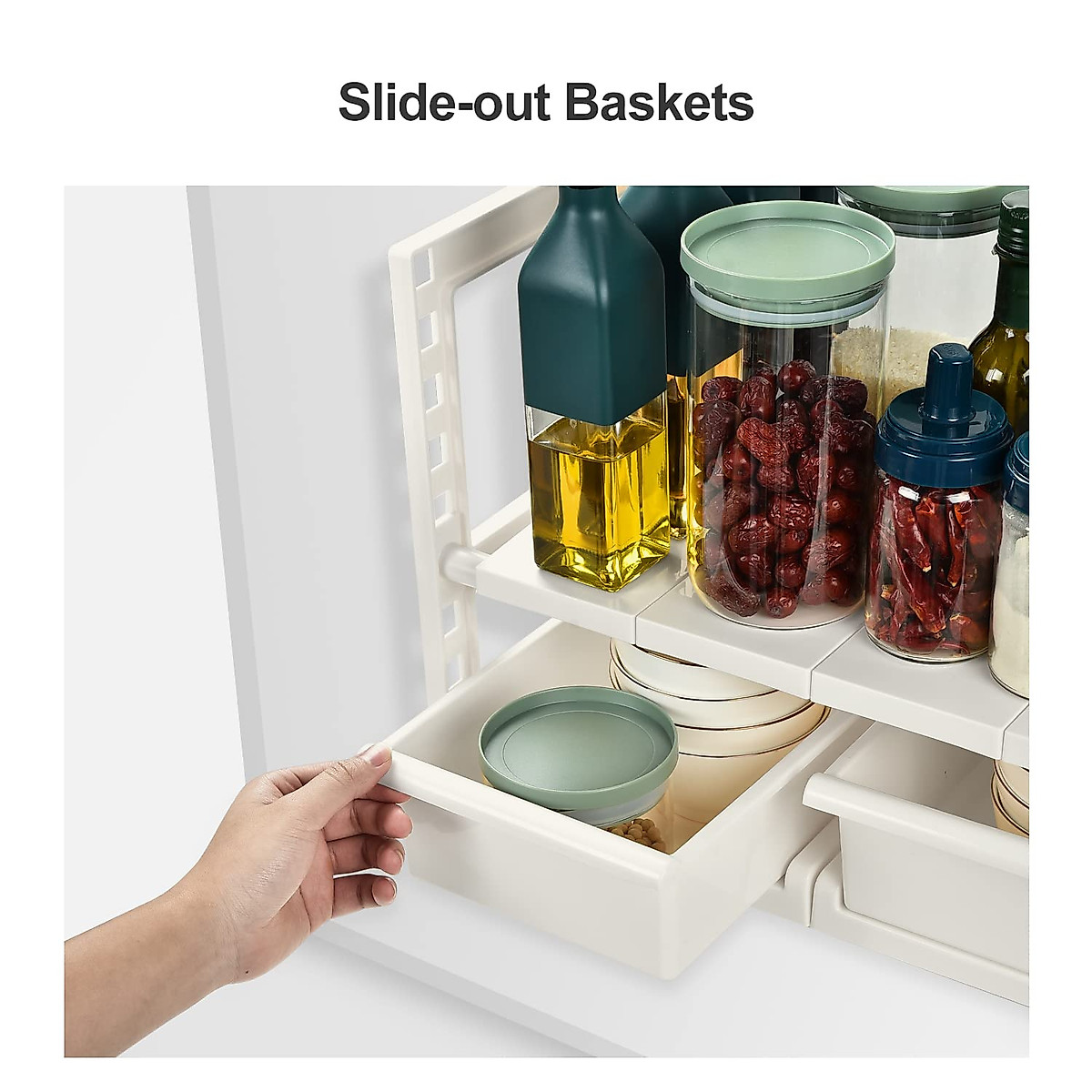 aceyoon Under Sink Organizer and Storage, 2 Tier Expandable Kitchen Under Sink Shelf With 2 Pull Out Drawers and 6 Removable Panels, Adjustable Under Sink Cabinet Rack for Bathroom/Balcony/Cloakroom