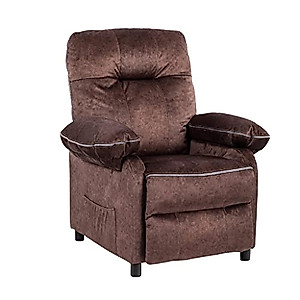 Visentor Massage Recliner Chair, Electric Eecliner, Velvet Living Room Chairs, Lazy Chair Comfy Chair with Heating and Vibration Function, Light Brown