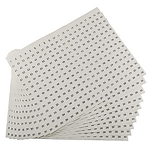 Number Stickers LUORNG 10 Sheets 0.4" 1 to 300 Digital Sticker Circular Self Adhesive Labels (Black on White)