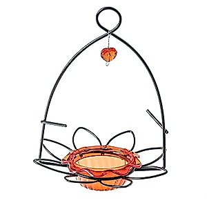 Birds Choice OFF Oriole Flower-Shaped Feeder w/Heart Ornament, Oriole Nectar & Jelly Feeder, 3oz Capacity, Orange