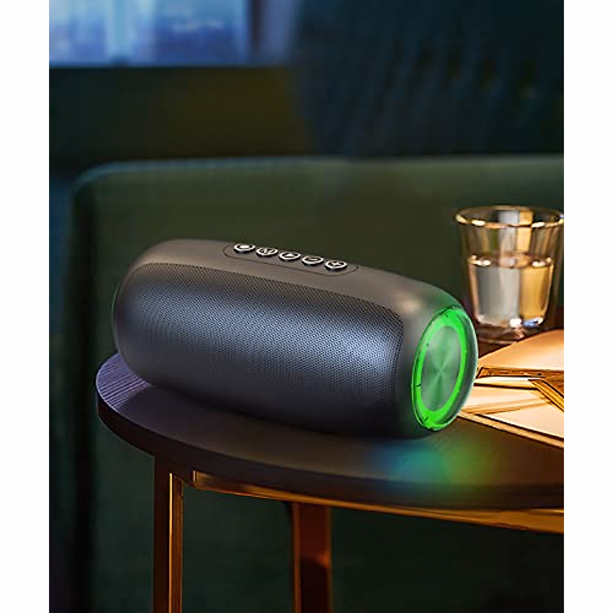 BMFHJEQ Portable Wireless Bluetooth Speaker Colorful LED Audio Outdoor Mini Speaker Support TF Card Super Long Battery Life (Black)