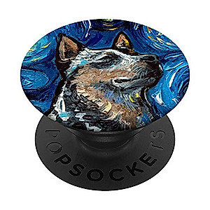 Happy Blue Heeler Portrait Starry Night Cattle Dog Art Aja PopSockets PopGrip: Swappable Grip for Phones & Tablets