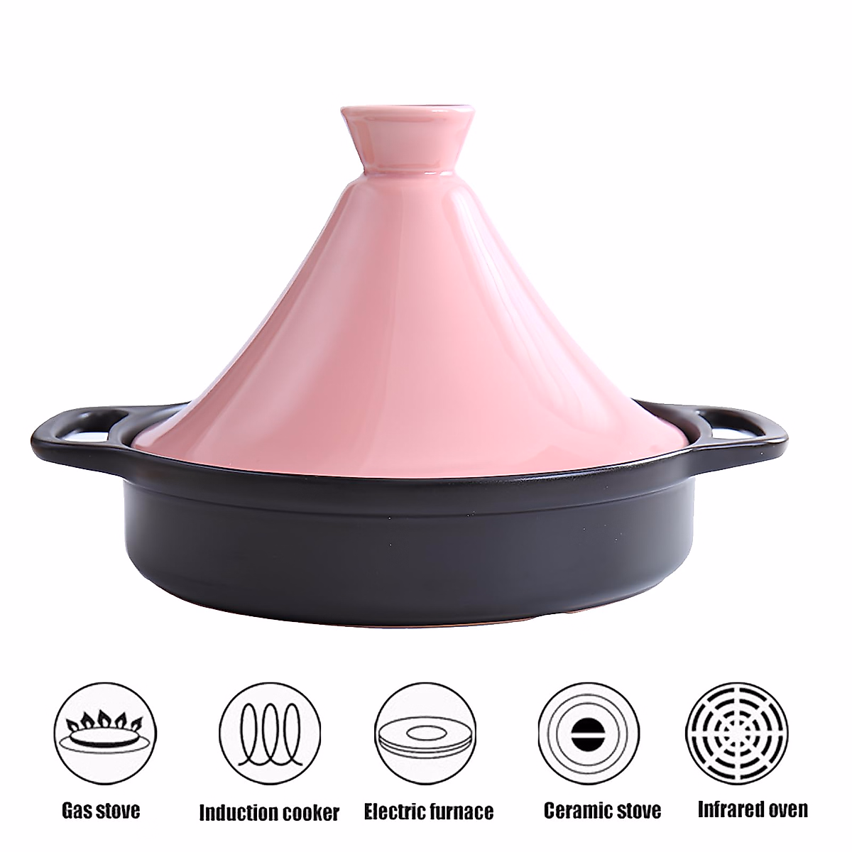 Xgxoz Enameled Cooking Pot Tajine, Premium Cooking Pot Cookware with Ceramic Lid, Enameled Tagine Pot for Home Kitchen