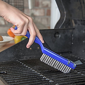 SPARTA 4067200 Flo-Pac Plastic Kitchen Brush, Grill Cleaning Brush, Griddle Brush With Scraper For Kitchen, Restaurant, Home , 11.375 Inches, Blue