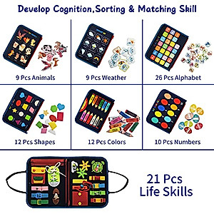 LearnToy Busy Board - Dinosaur Montessori Toys for 3 4 5 Year Old - Sensory Toys for Autistic Children - Toddler Travel Toys - Busy Book for Toddlers Activities as Boys Girls Gift